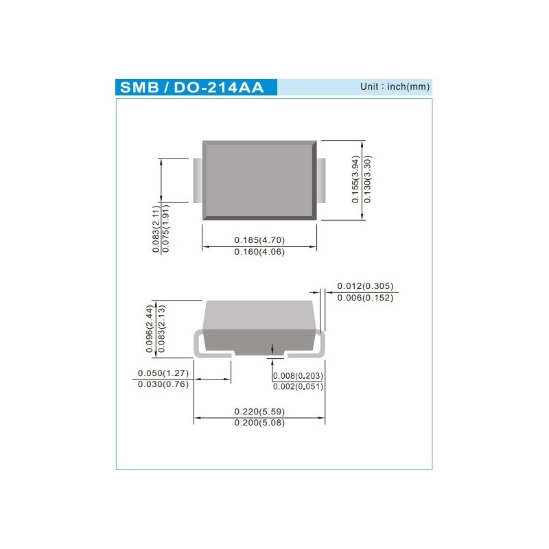 S3M, 1000V 3A DO-214AA (SMB) SMD Diyot