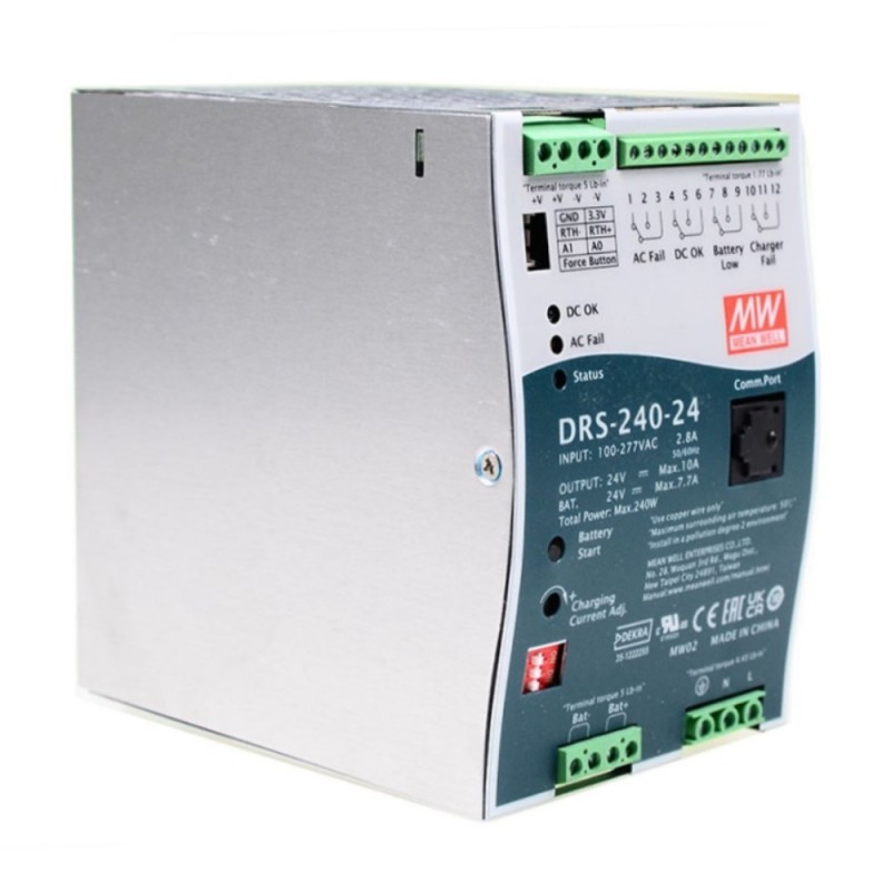 DRS-240-24, 24VDC 240W UPS Fonksiyon Akü Şarj, Mean Well