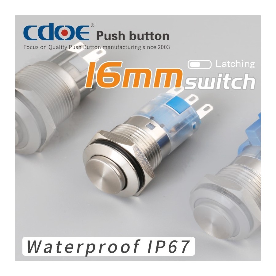 HBDS1-AGQ16H-11Z/J/S, 16mm 1NO/1NC IP67 Metal Kalıcı Buton