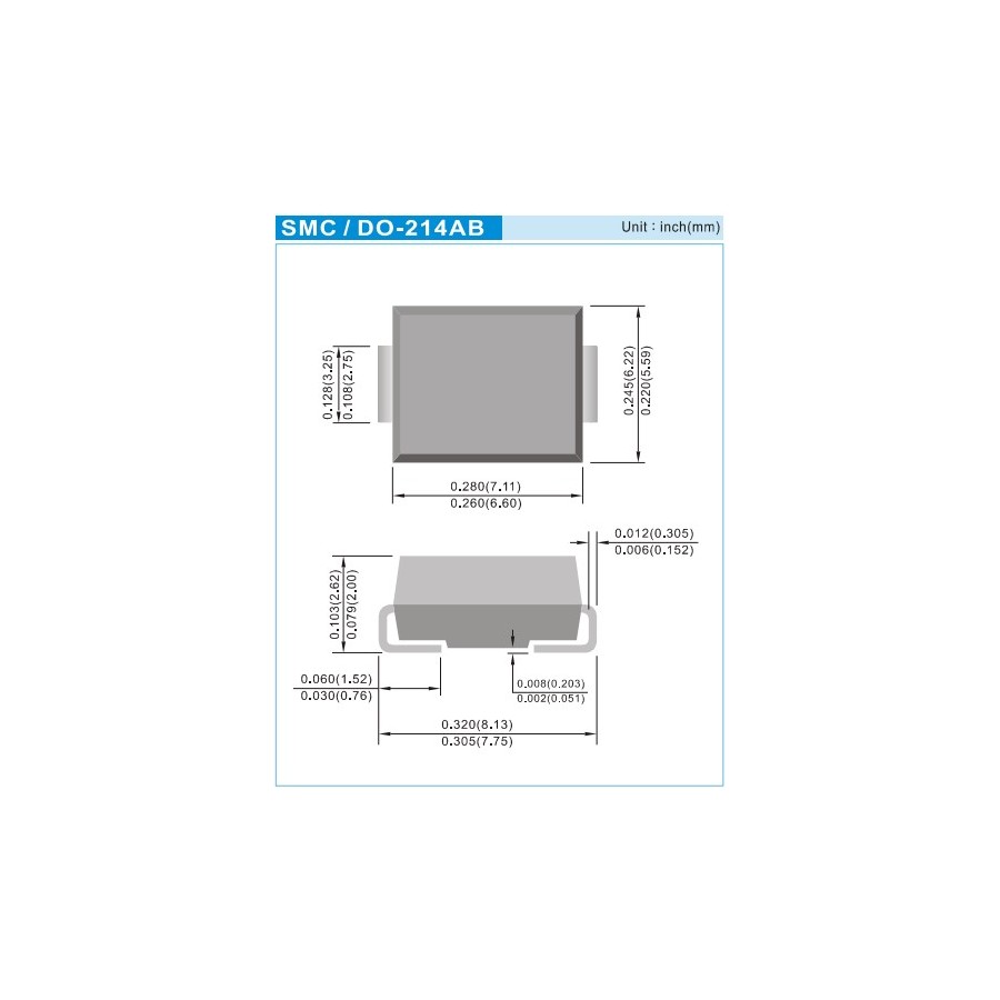 SS54C, SS54, 40V 5A DO-214AB (SMC) Schottky Diyot