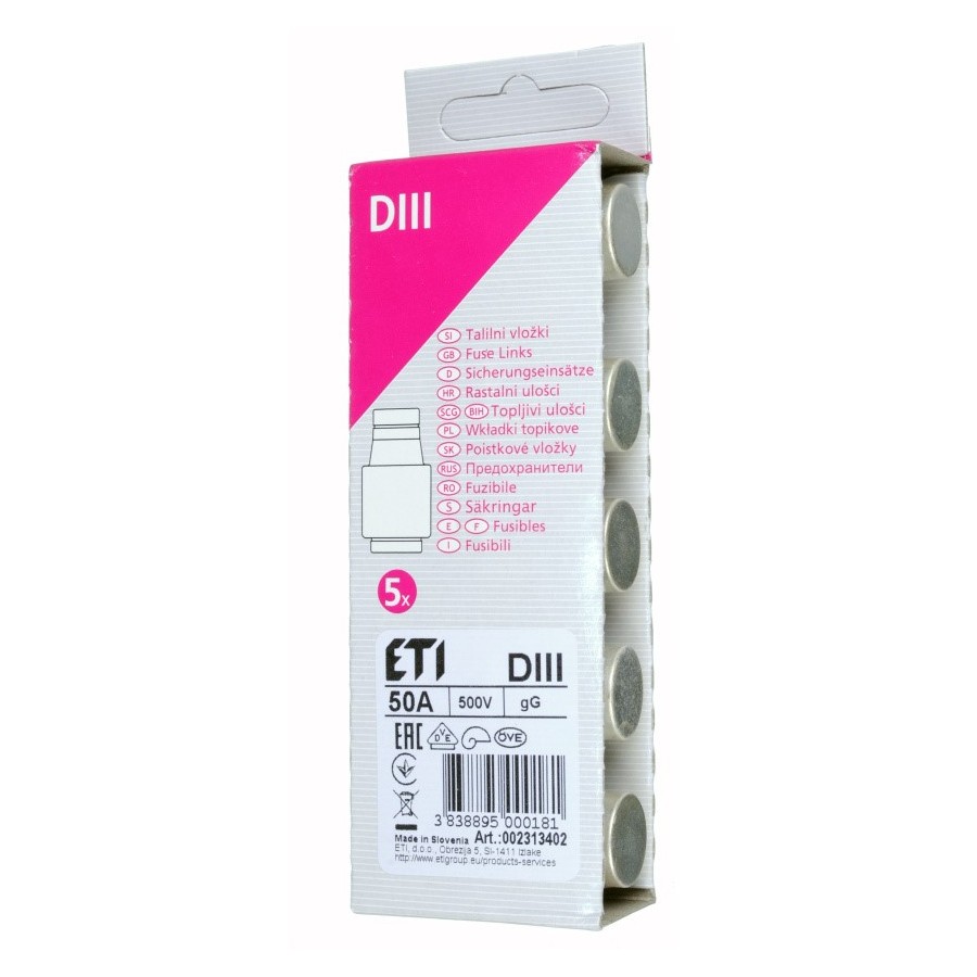 ETI 002313402, 50A 500V gG DIII (E33) Buşon Sigorta
