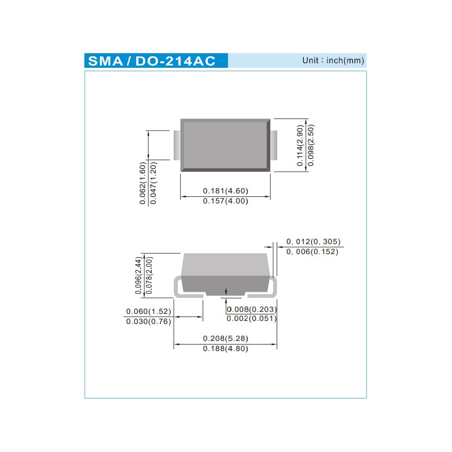 B340A-E3/61T, B34, 40V 3A DO-214AC (SMA) Schottky Diyot