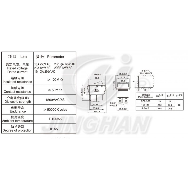 AF111, Geniş Işıksız Anahtar ON-OFF-ON Yaylı 'OK'